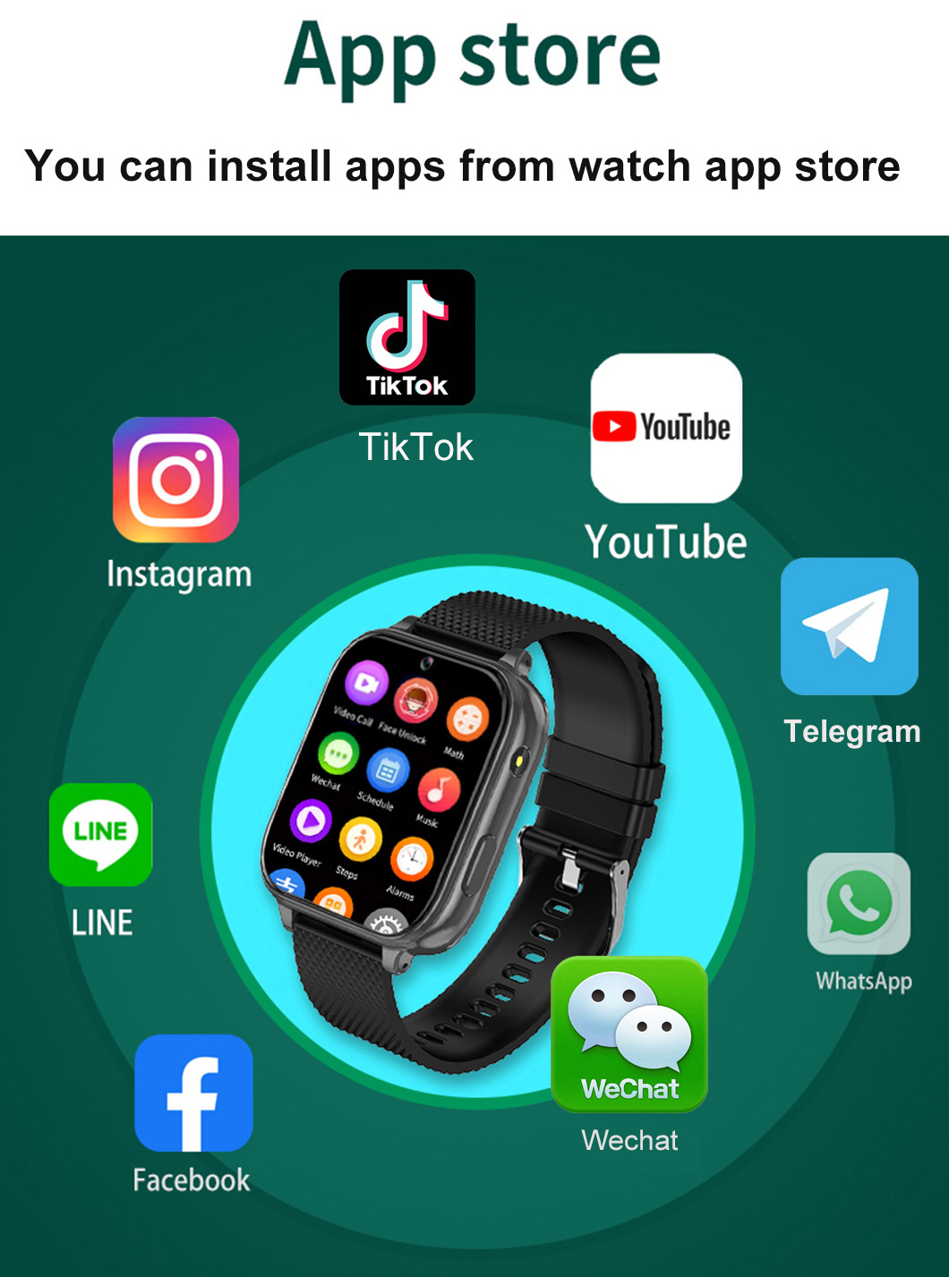 Large Screen 4G Teenagers Smart Watch GPS Tracker Green - Gabriel ...